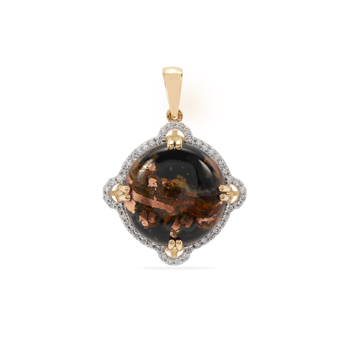 Aquadite Noir Pendant with Diamond in 18K Gold 11.62cts | Gemporia