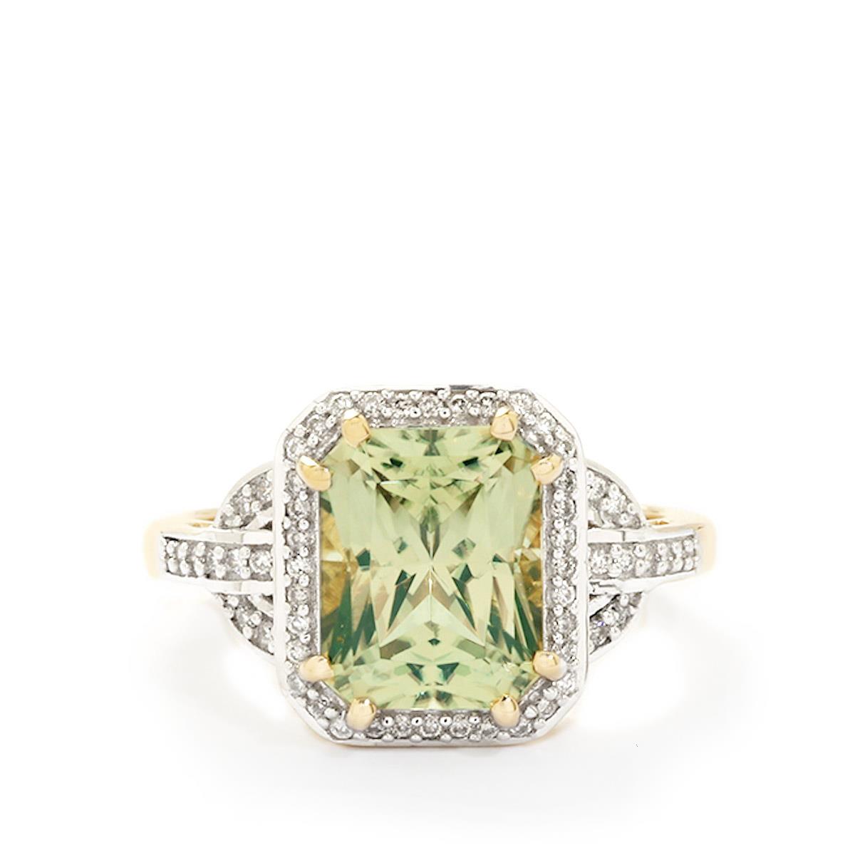 Csarite® & Diamond 18k Gold Ring MTGW 4.20cts | Gemporia