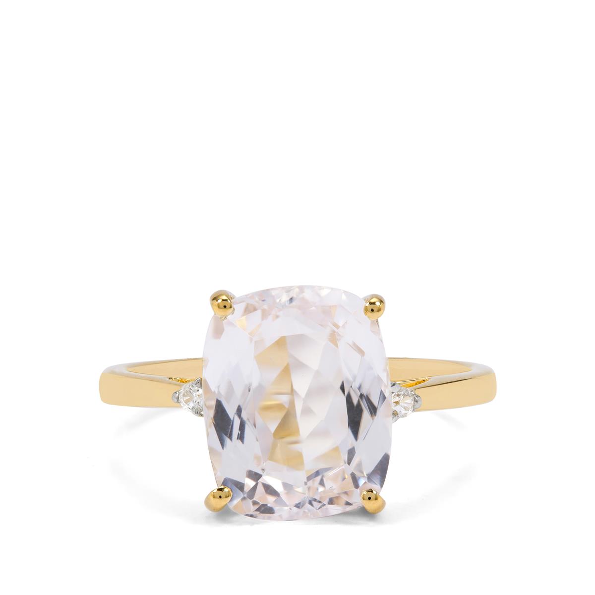 Ice Kunzite Ring with White Zircon in 9K Gold 5cts | Gemporia