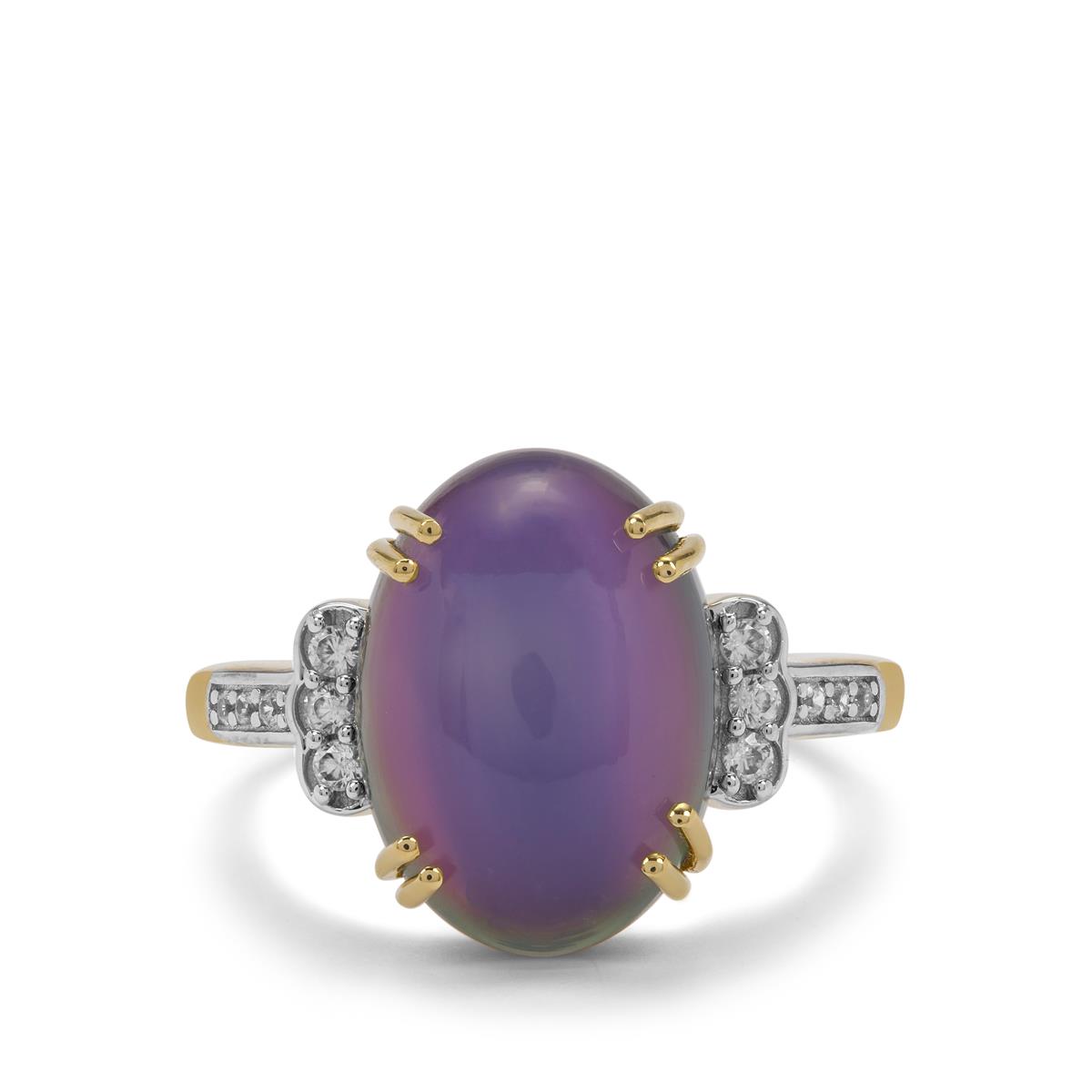 Purple Moonstone & White Zircon 9K Gold Ring ATGW 6.65cts | Gemporia