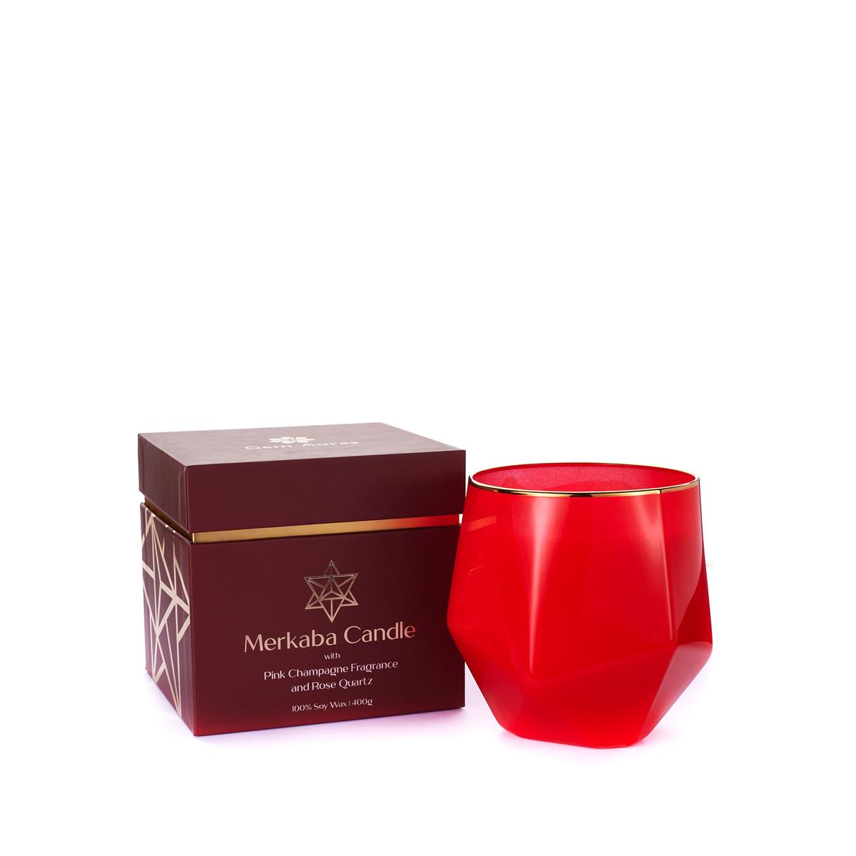 Gem Auras Merkaba Star Rose Quartz Candle ATGW 80cts | Gemporia