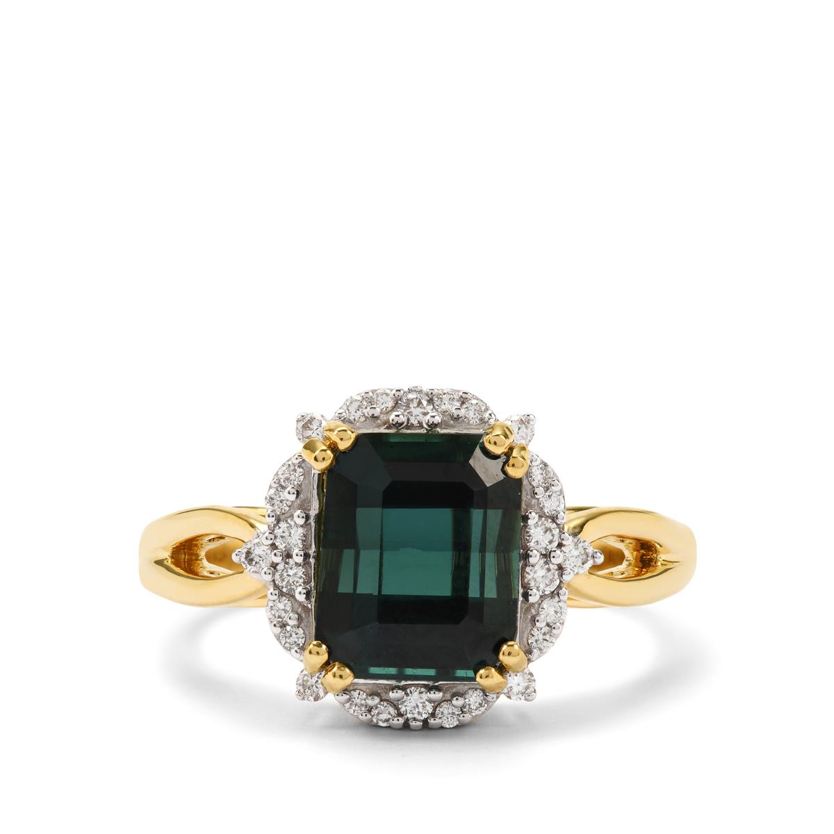 Mutuca Indicolite Ring with Diamond in 18K Gold 3.78cts | Gemporia