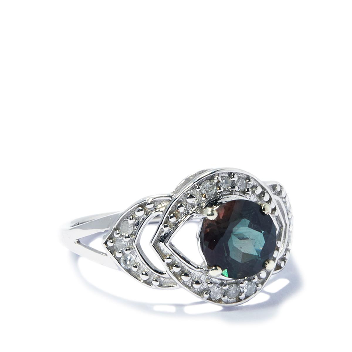 Green Labradorite & Diamond 9K White Gold Ring ATGW 0.96cts | Gemporia