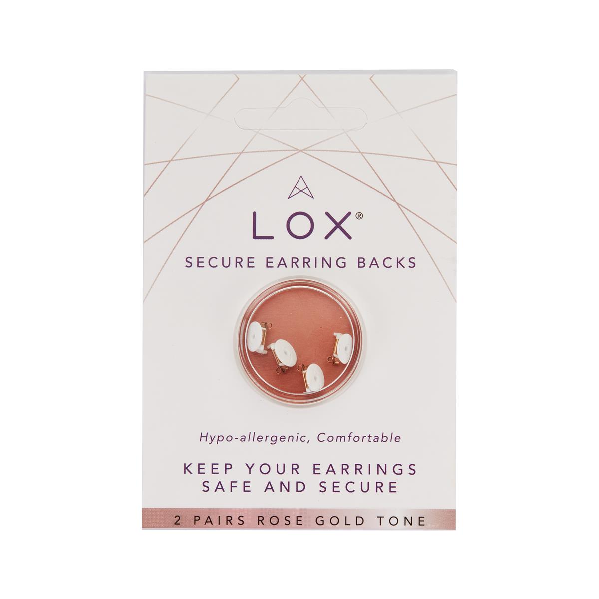 Lox® Rose Gold Tone Stainless Steel Secure Earring Backs - 2 Pack ...