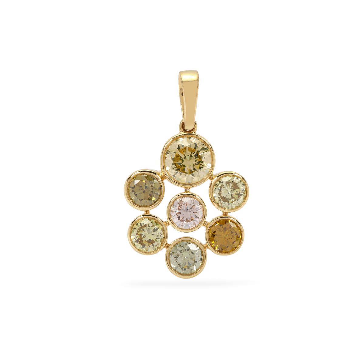 Multi-Colour Diamond Pendant in 18K Gold 2.28cts | Gemporia