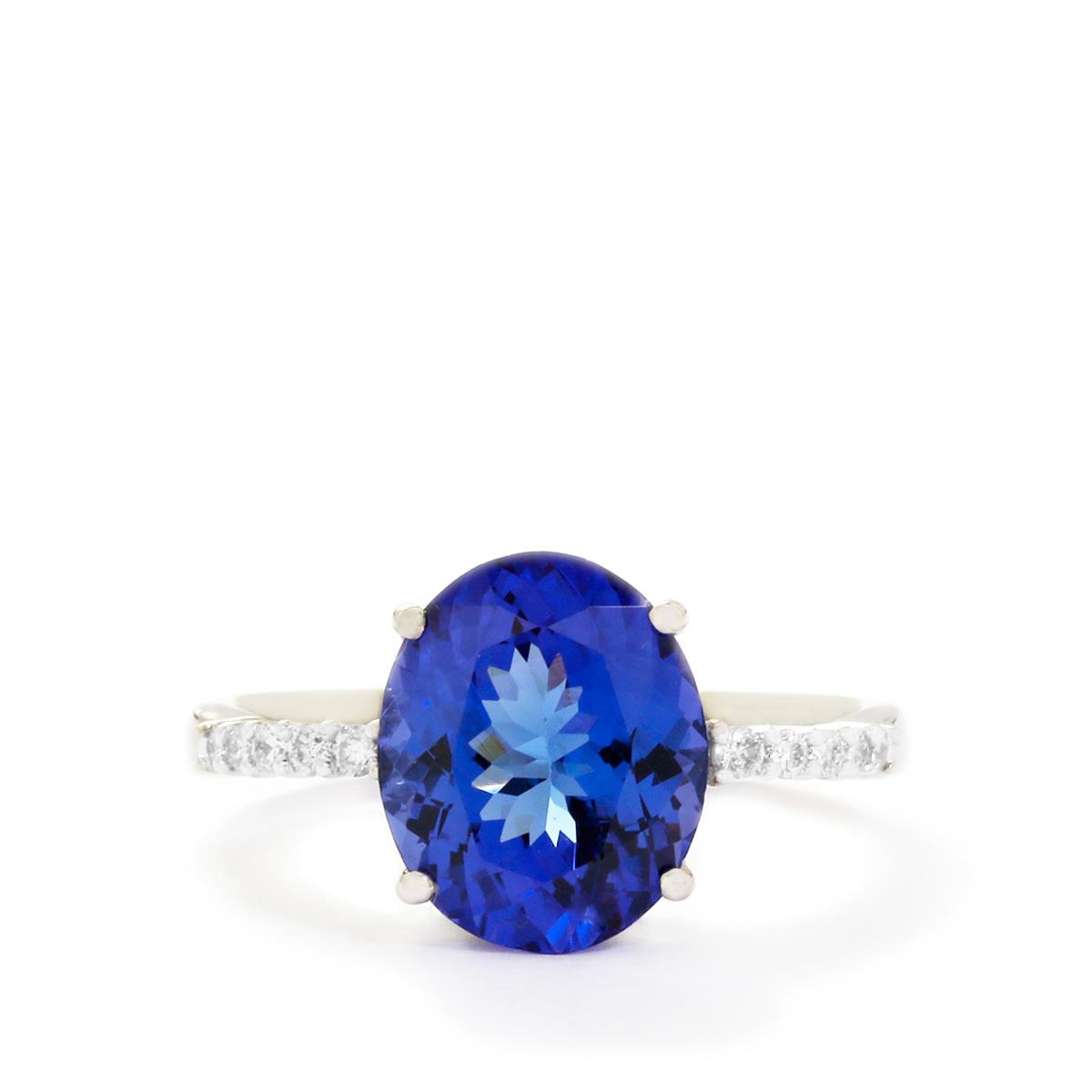 AAA Tanzanite & Diamond 18k White Gold Tomas Rae Ring MTGW 3.35cts ...