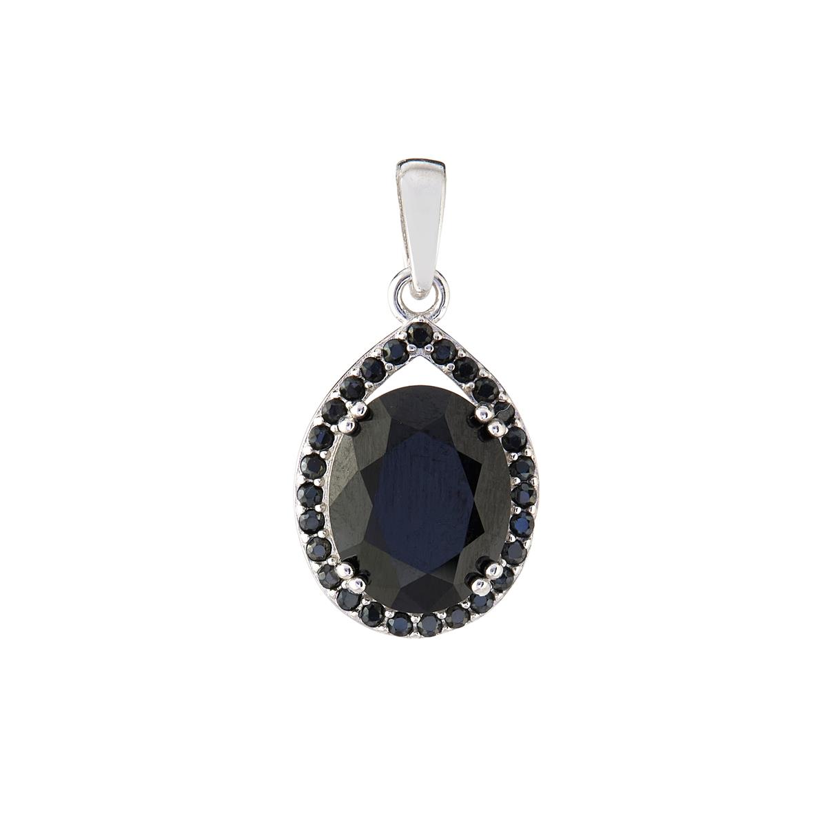 2.30cts Black Spinel Pendant in Sterling Silver | Gemporia