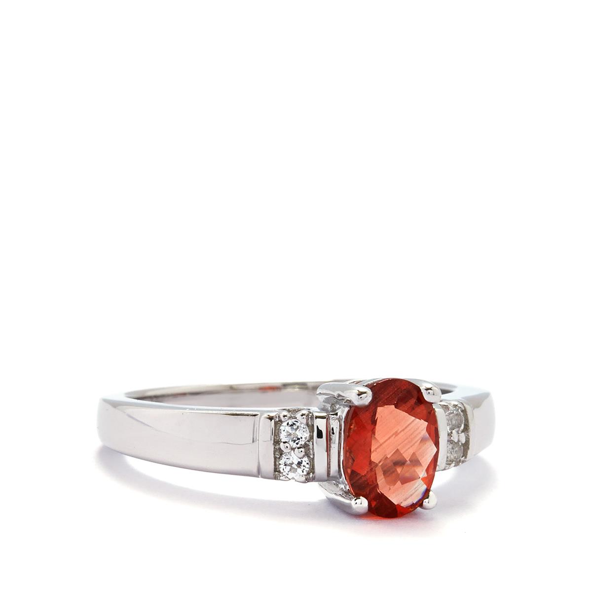 Mongolian Andesine Ring with White Topaz in Sterling Silver | Gemporia