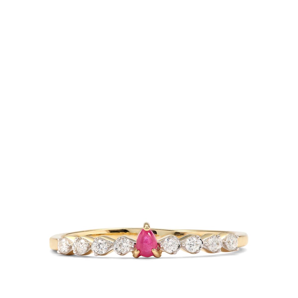 Greenland Ruby Ring with Canadian Diamond in 9K Gold 0.20ct | Gemporia