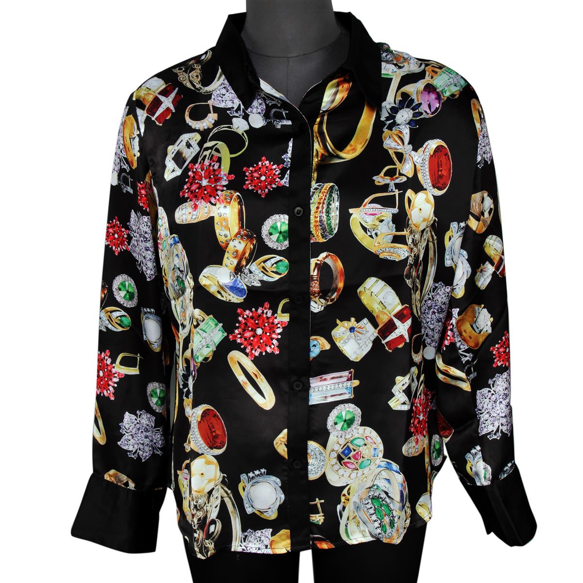 Destello Jewellery Print Shirt (Choice of 5 Sizes) (Black) | Gemporia