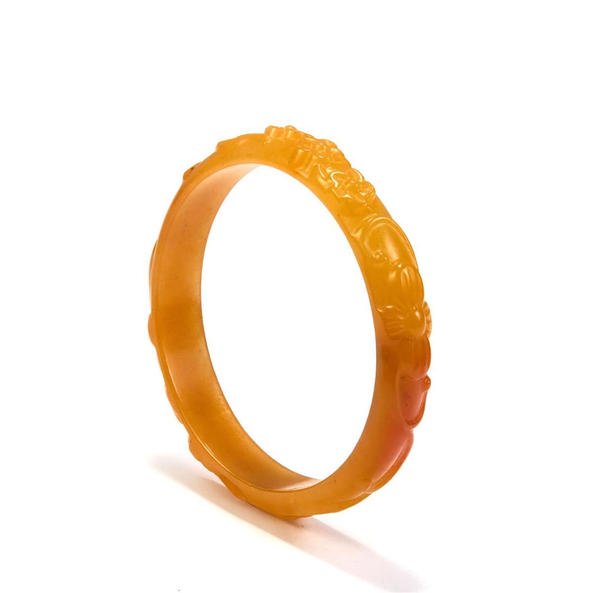 Yellow Quartzite Jade Carved Bangle 150cts | Gemporia