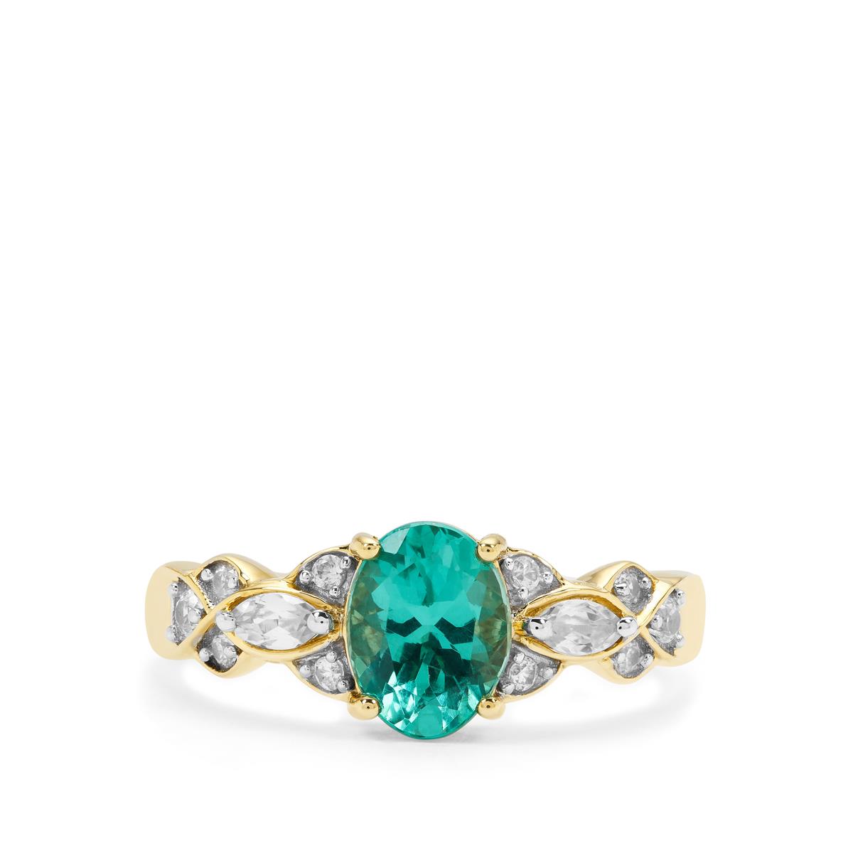Botli Apatite Ring with White Zircon in 9K Gold 1.55cts | Gemporia