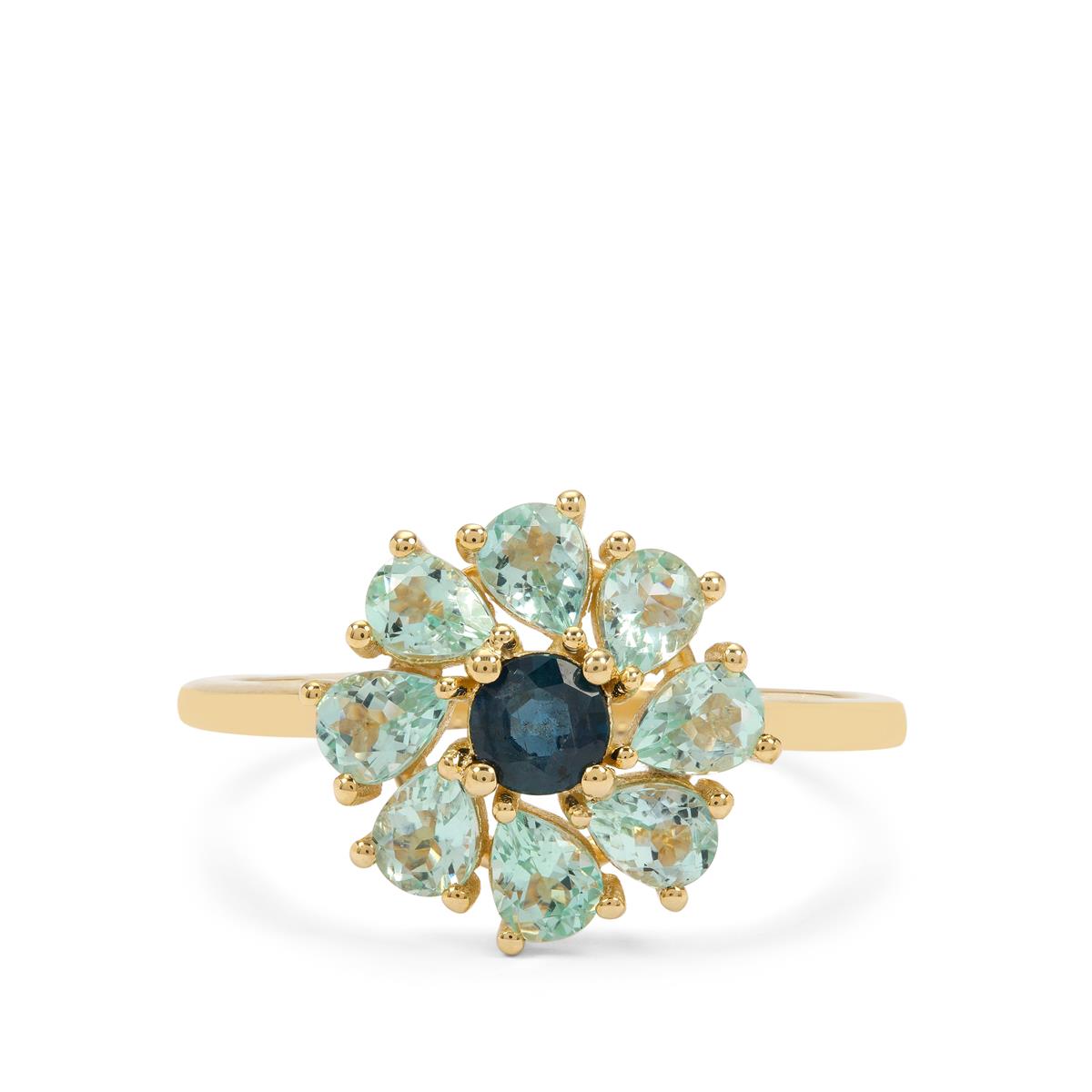 Nigerian Blue Sapphire Ring with Aquaiba™ Beryl in 9K Gold 1.30cts ...