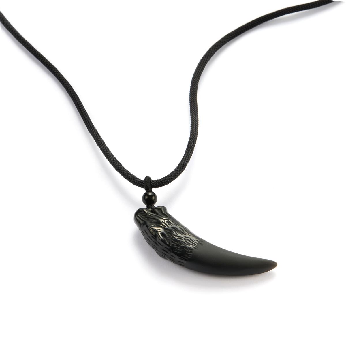 Black Obsidian Wolf Claw Adjustable Rope Necklace in Sterling Silver 62 ...
