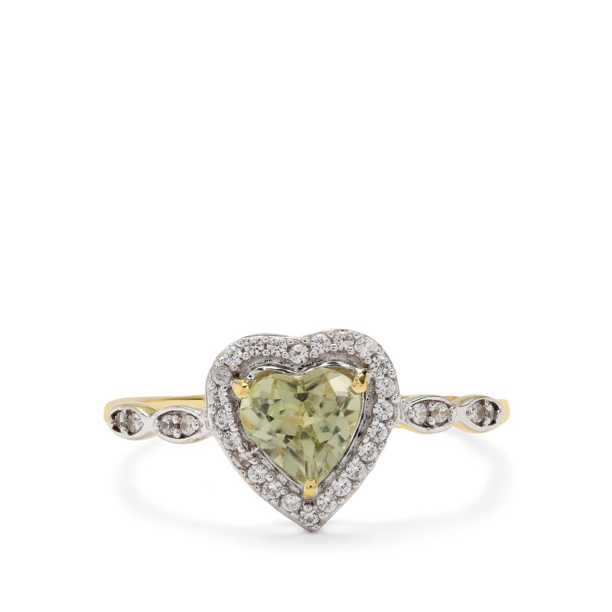 'The Csarite® Heart' 9K Gold Ring set with White Zircon ATGW 1ct | Gemporia