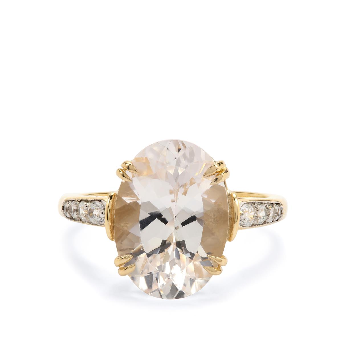 Aurora Danburite Ring with White Zircon in 9K Gold 5.80cts | Gemporia