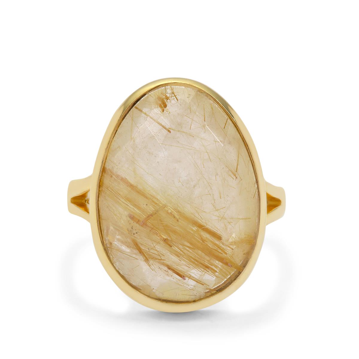 Golden Rutile Quartz Ring in Gold Plated Sterling Silver 12cts | Gemporia
