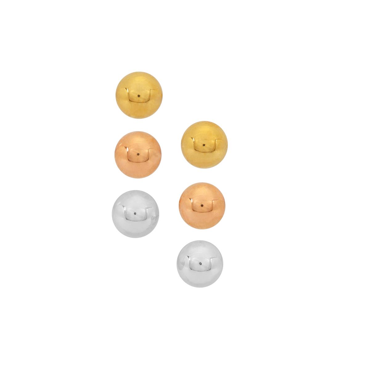 Set of 3 Earrings in Three Tone Gold Plated Sterling Silver | Gemporia