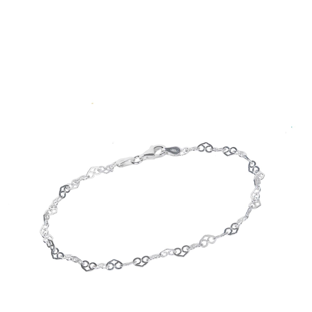 7.5 Sterling Silver Altro Heart Link Bracelet 1.90g | Gemporia