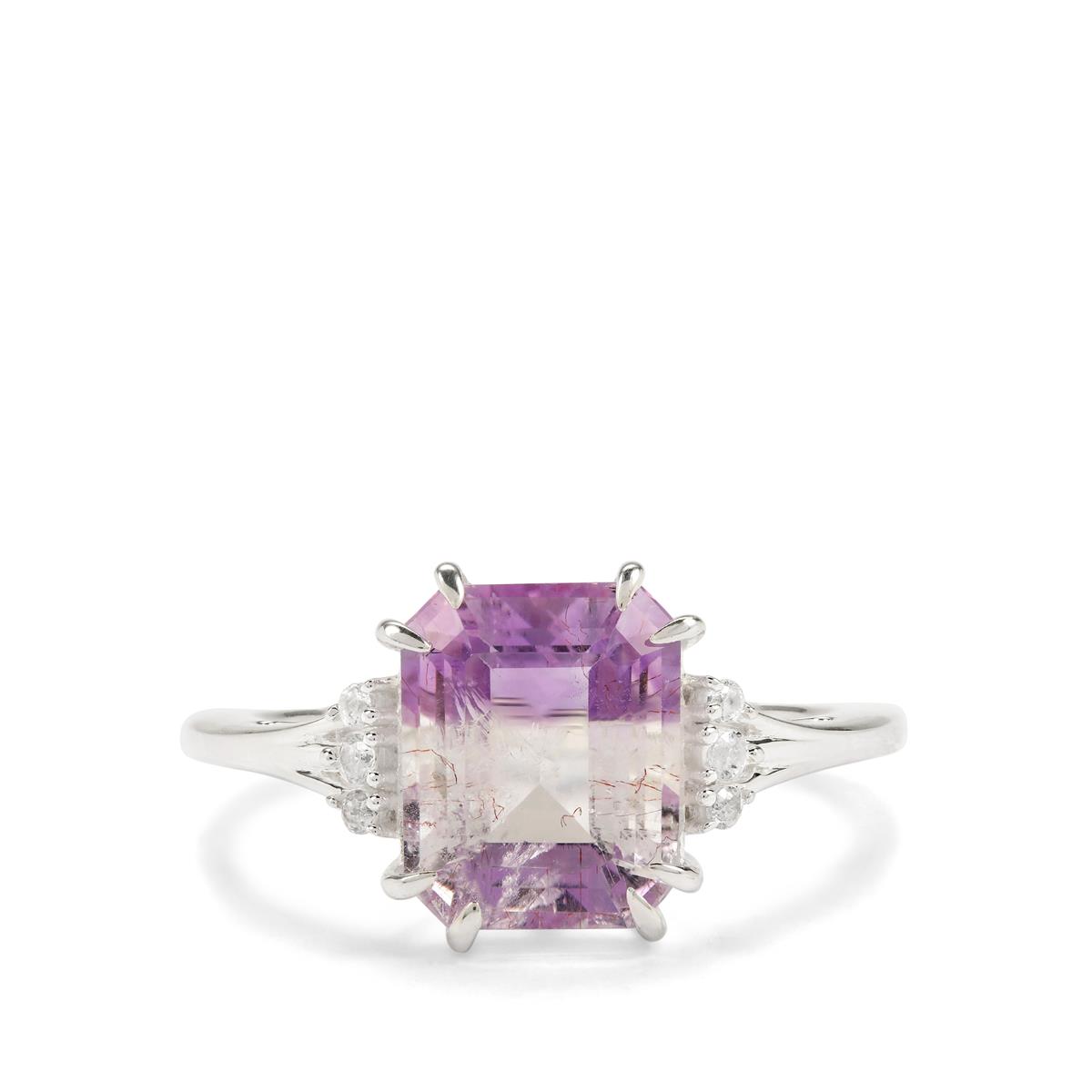 Hourglass Moroccan Amethyst Ring with White Zircon in Sterling Silver 3 ...