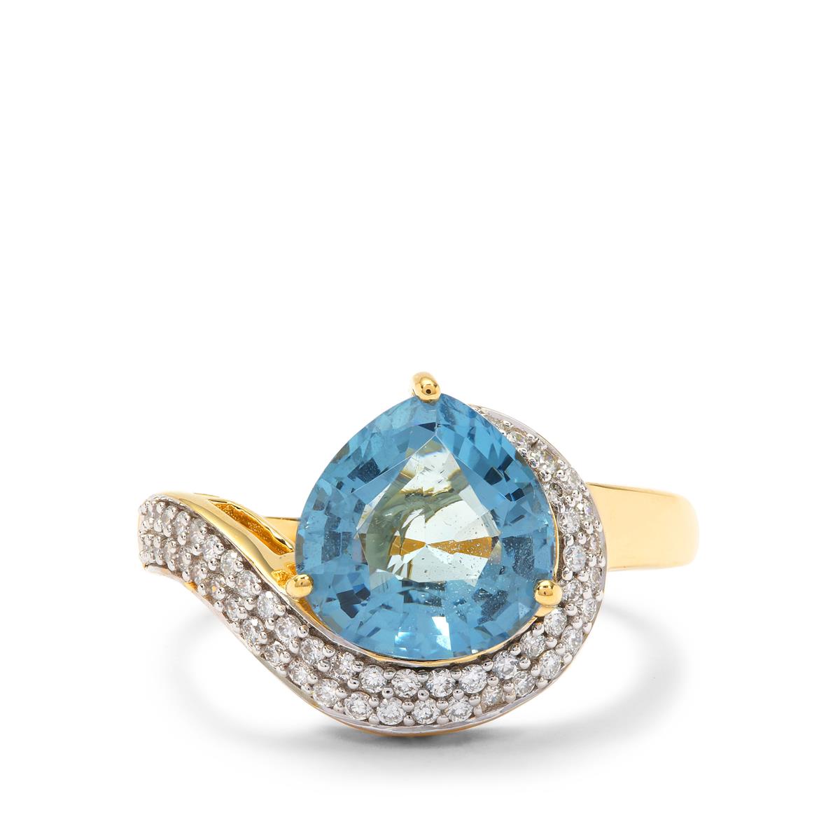 Santa Maria Aquamarine Ring with Diamonds in 18K Gold 3.17cts | Gemporia