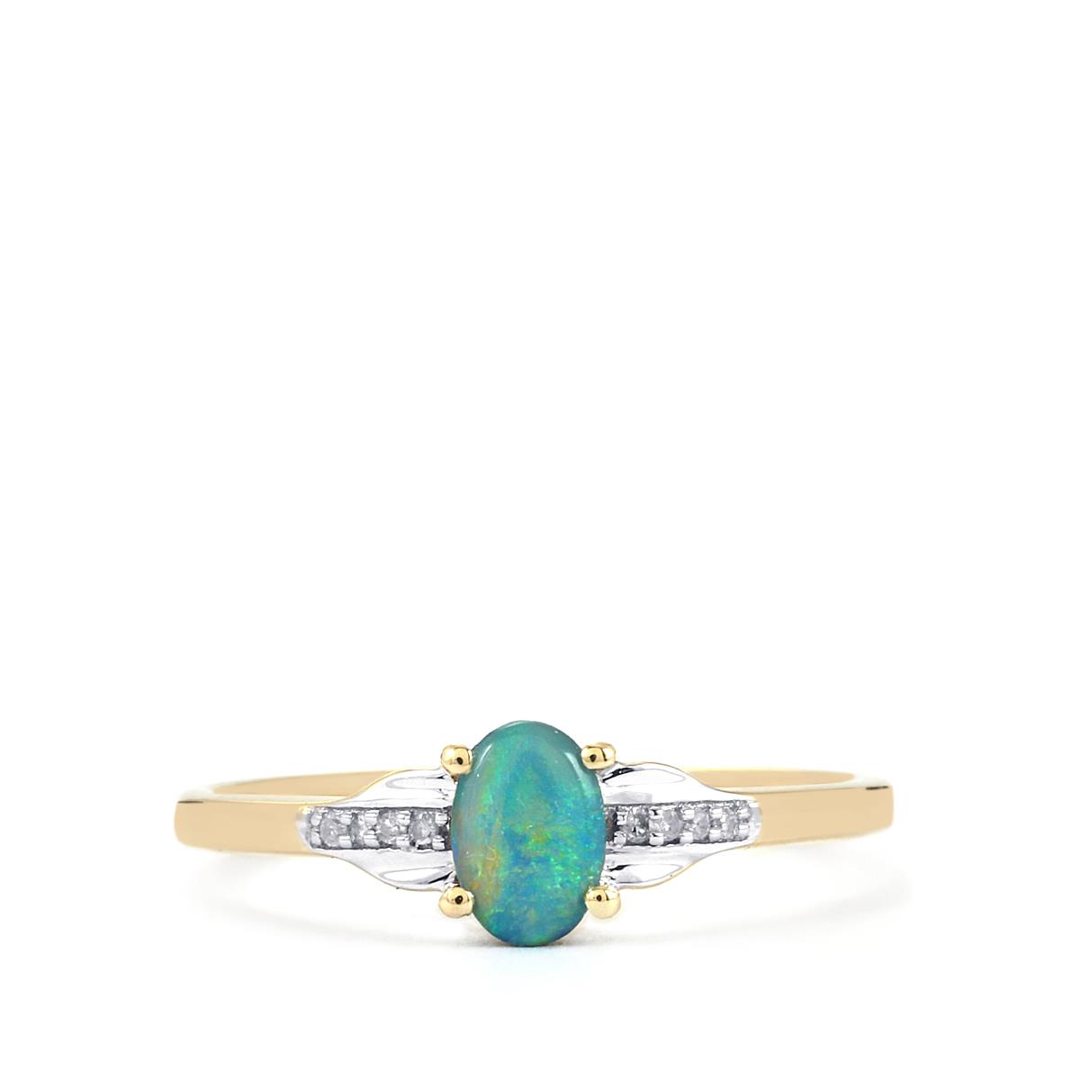 Crystal Opal on Ironstone Ring with Diamond in 9K Gold | Gemporia
