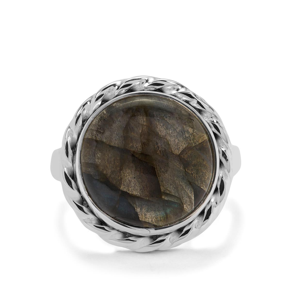 Pink Flash Labradorite Ring in Sterling Silver 10cts | Gemporia