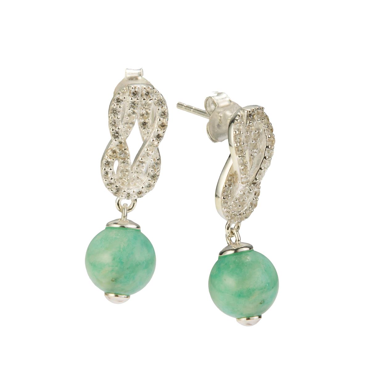 Mozambique Amazonite Earrings with White Zircon in Sterling Silver 9 ...