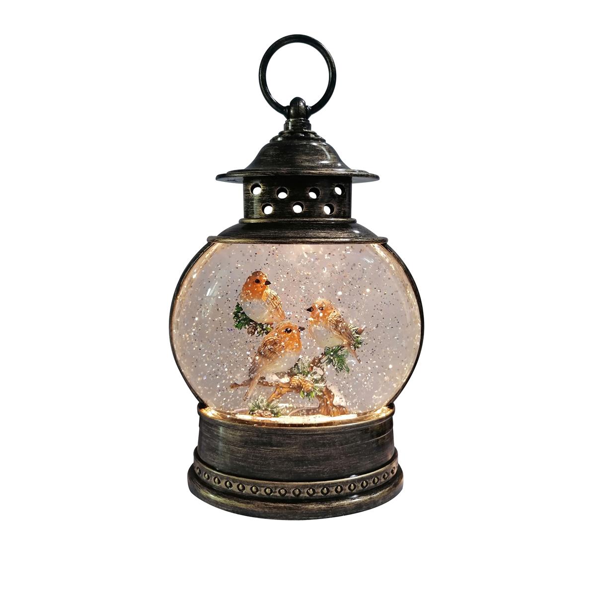 Light Up LED Water Spinning Lantern with Robins | Gemporia