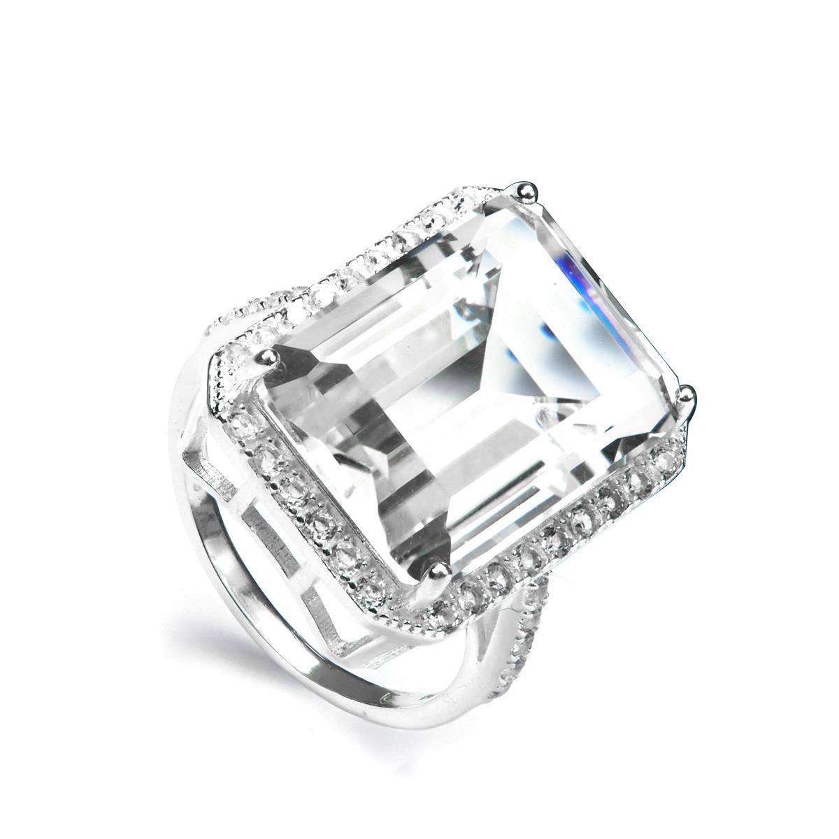 Optic Quartz Ring with White Topaz in Sterling Silver 15.36cts | Gemporia