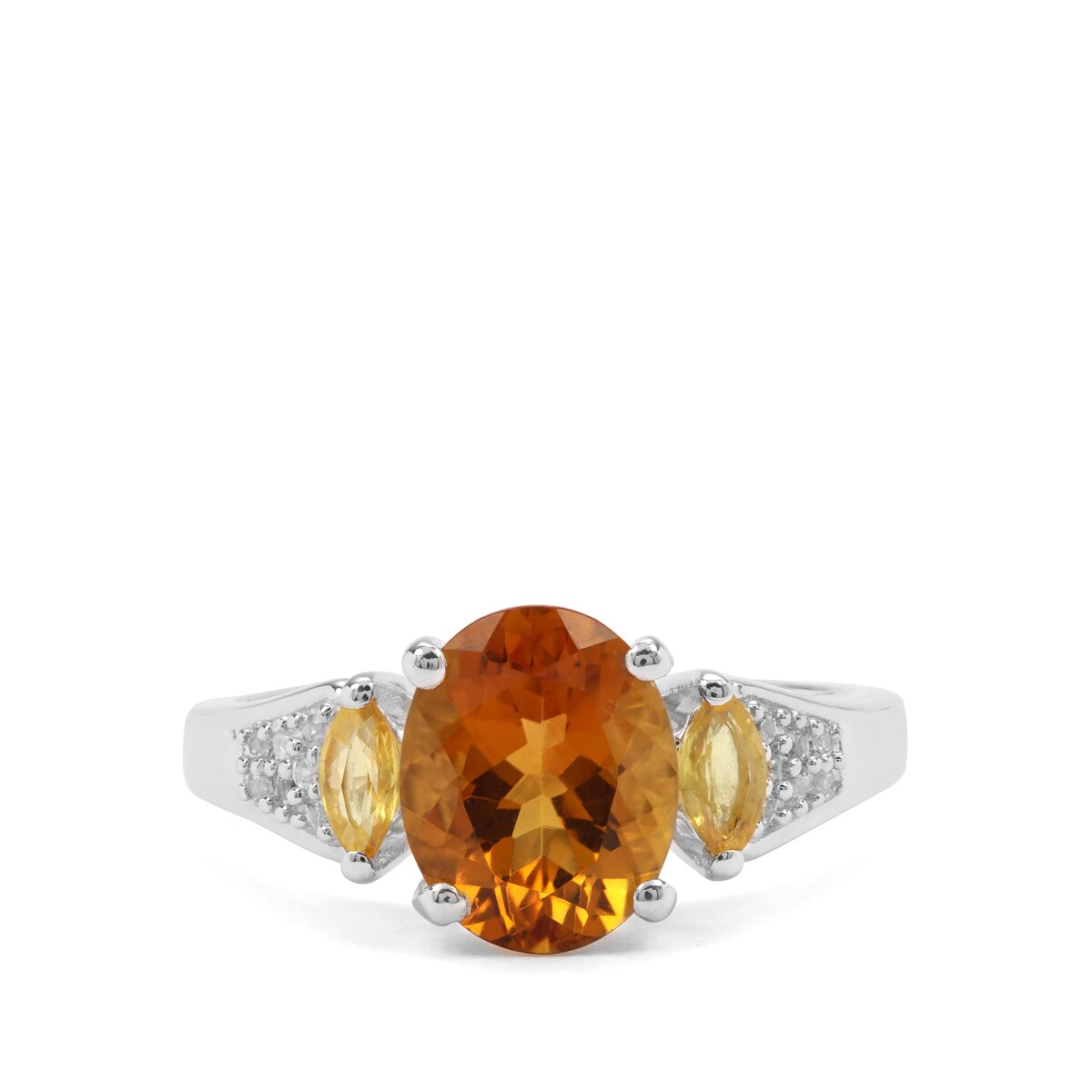 Scapolite, Yellow Sapphire Ring with White Zircon in Sterling Silver 2 ...