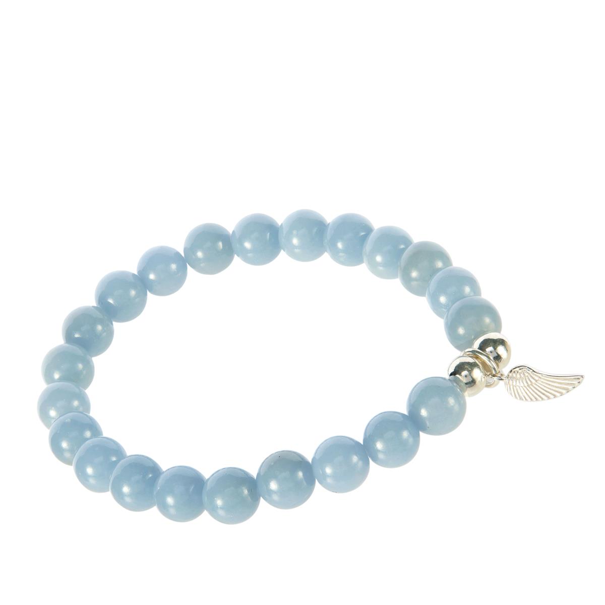 Kimbie Angelite Bracelet with Angel Wing in Sterling Silver 90cts ...