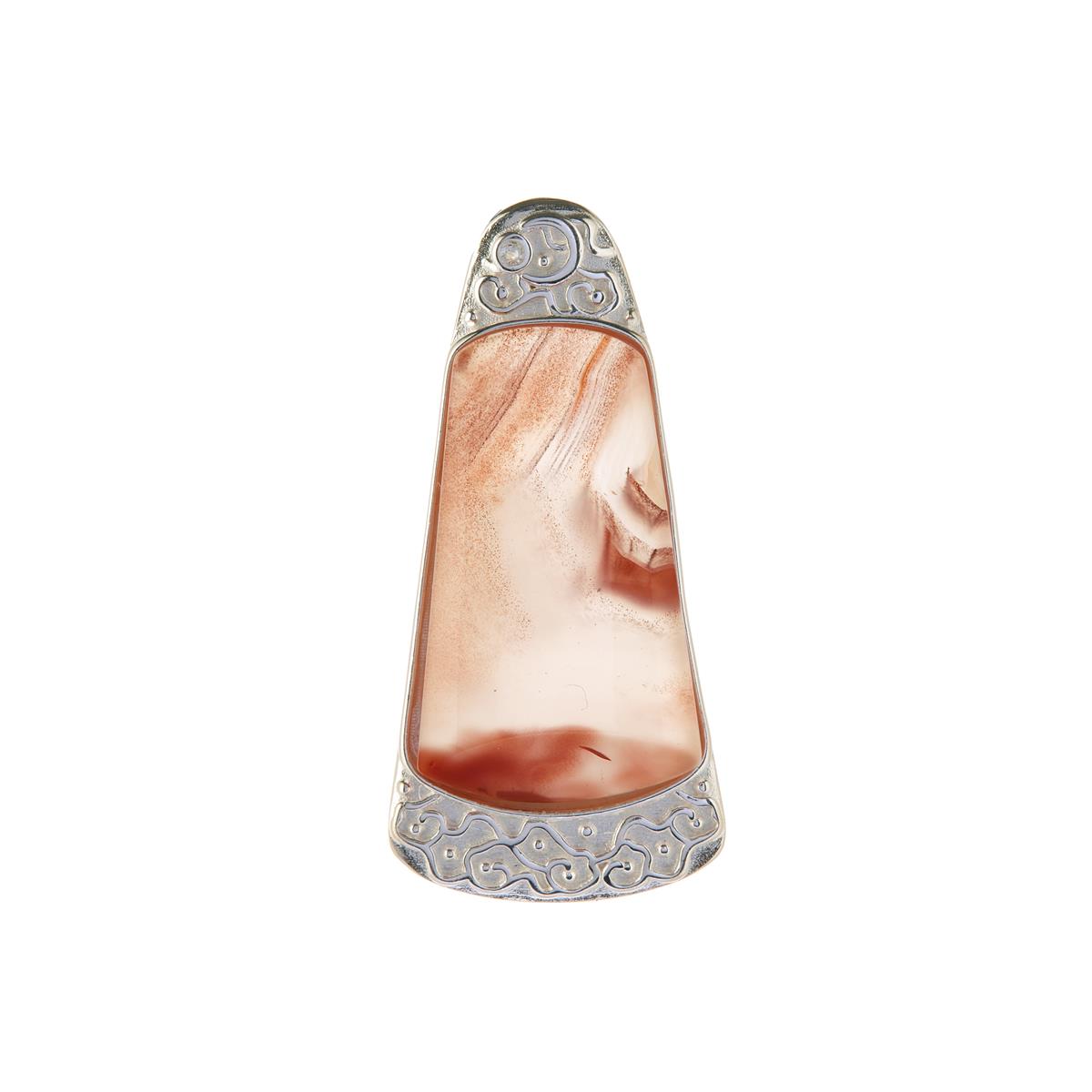 Icy Lychee Nanhong Agate Pendant with White Topaz in Sterling Silver 14 ...