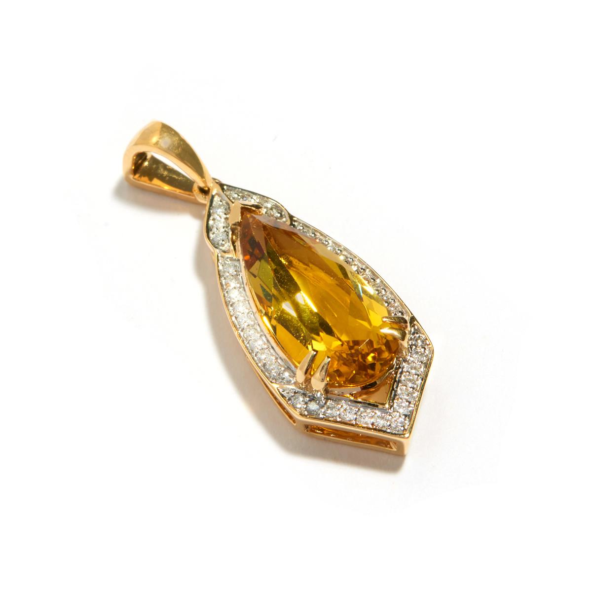 Heliodor Pendant with Diamond in 18K Gold 3.45cts | Gemporia
