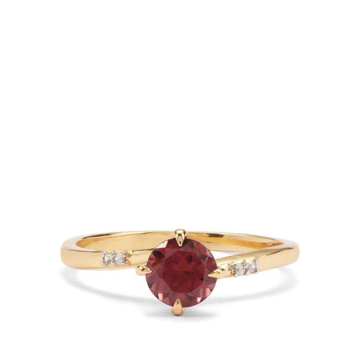 Tanzanian Red Zircon Ring with White Zircon in 9K Gold 1.27cts | Gemporia