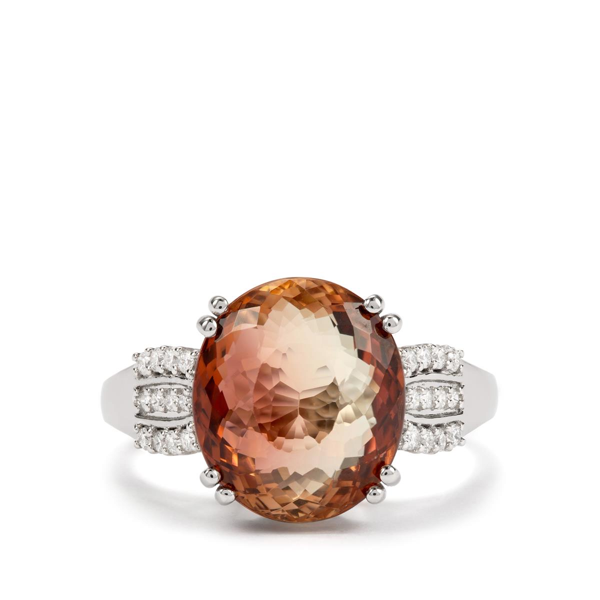 Congo Tourmaline Ring with Diamond in Platinum 950 6.57cts | Gemporia