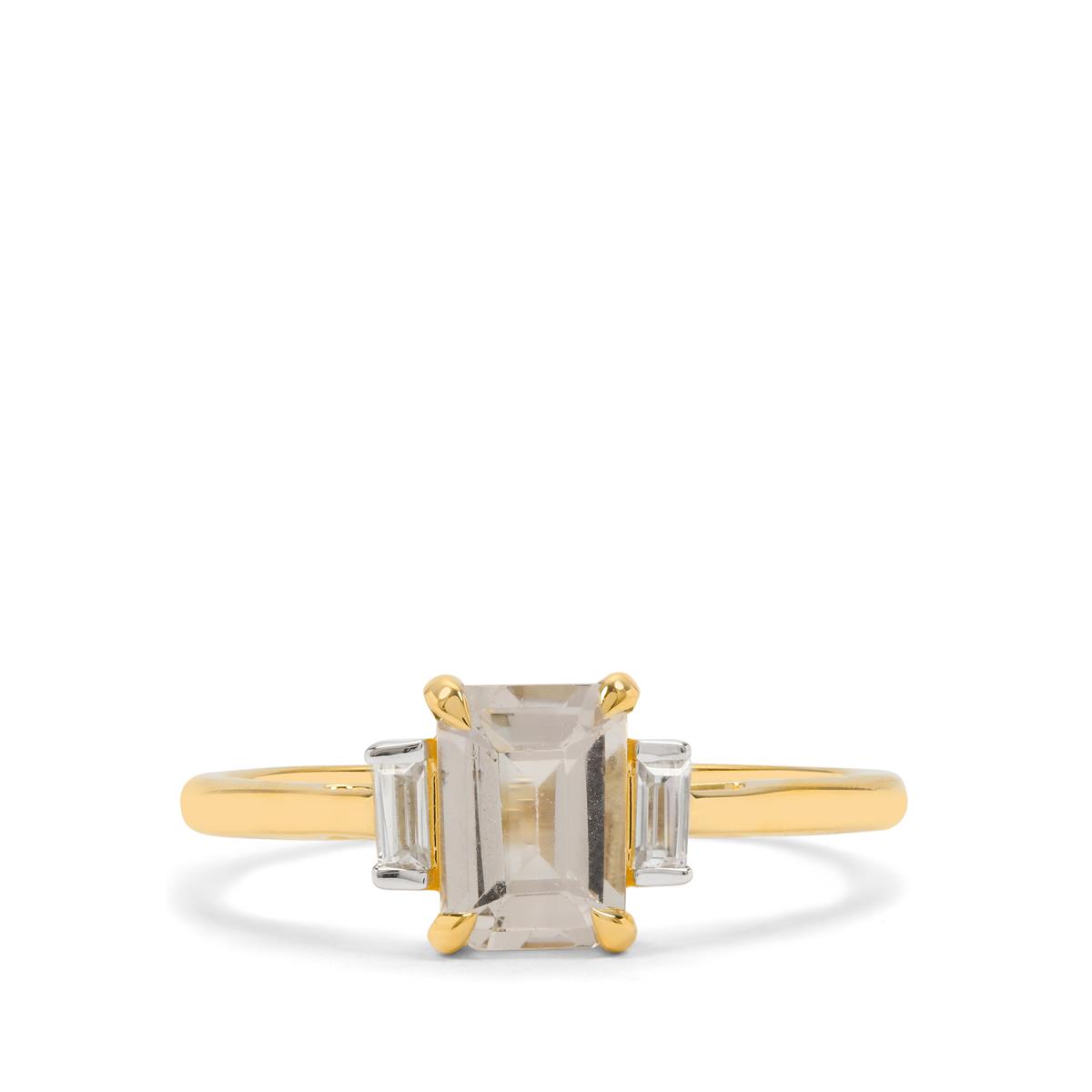 Rose Danburite Ring with White Zircon in 9K Gold 1ct | Gemporia
