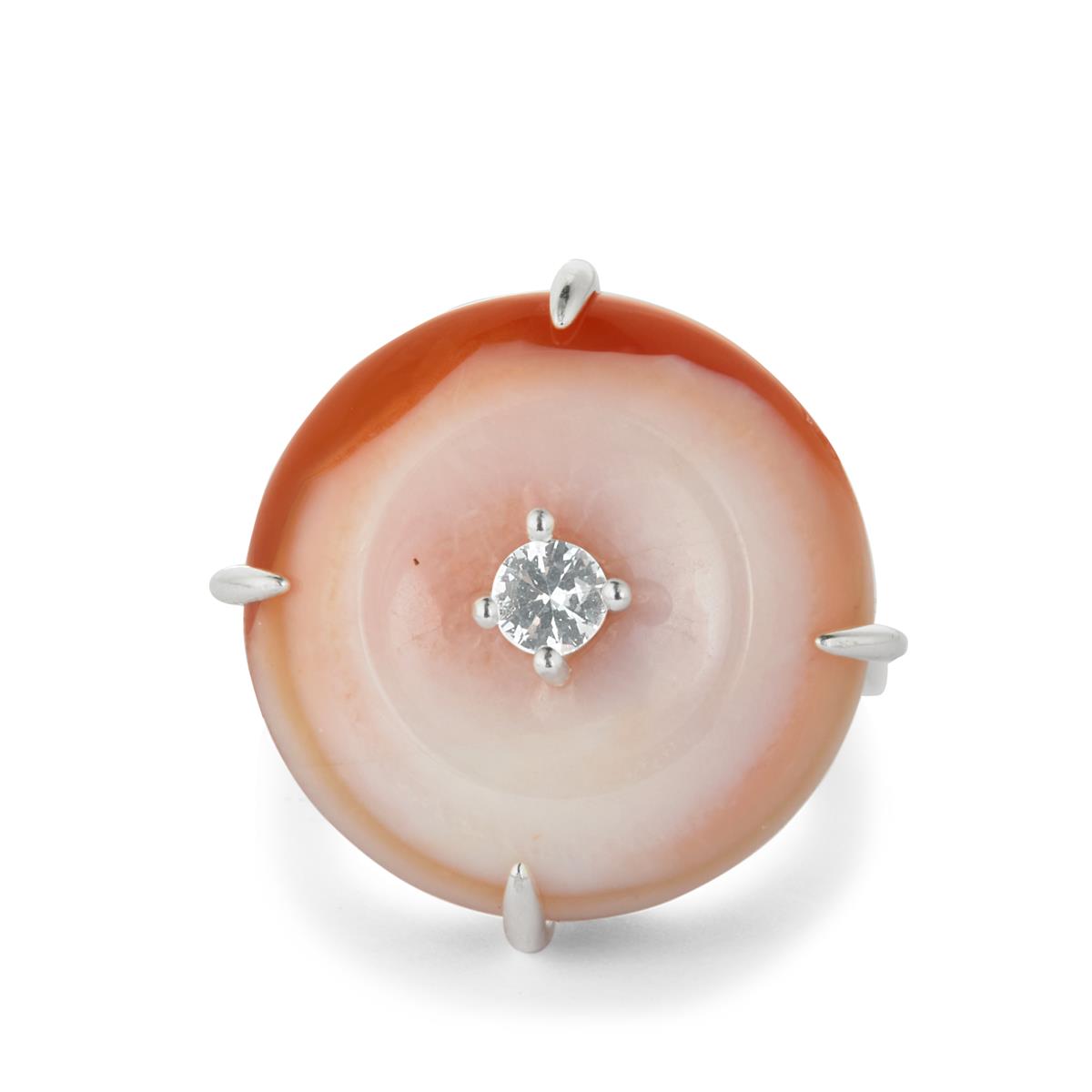 Nanhong Agate Ring with White Topaz in Sterling Silver 25.25cts | Gemporia