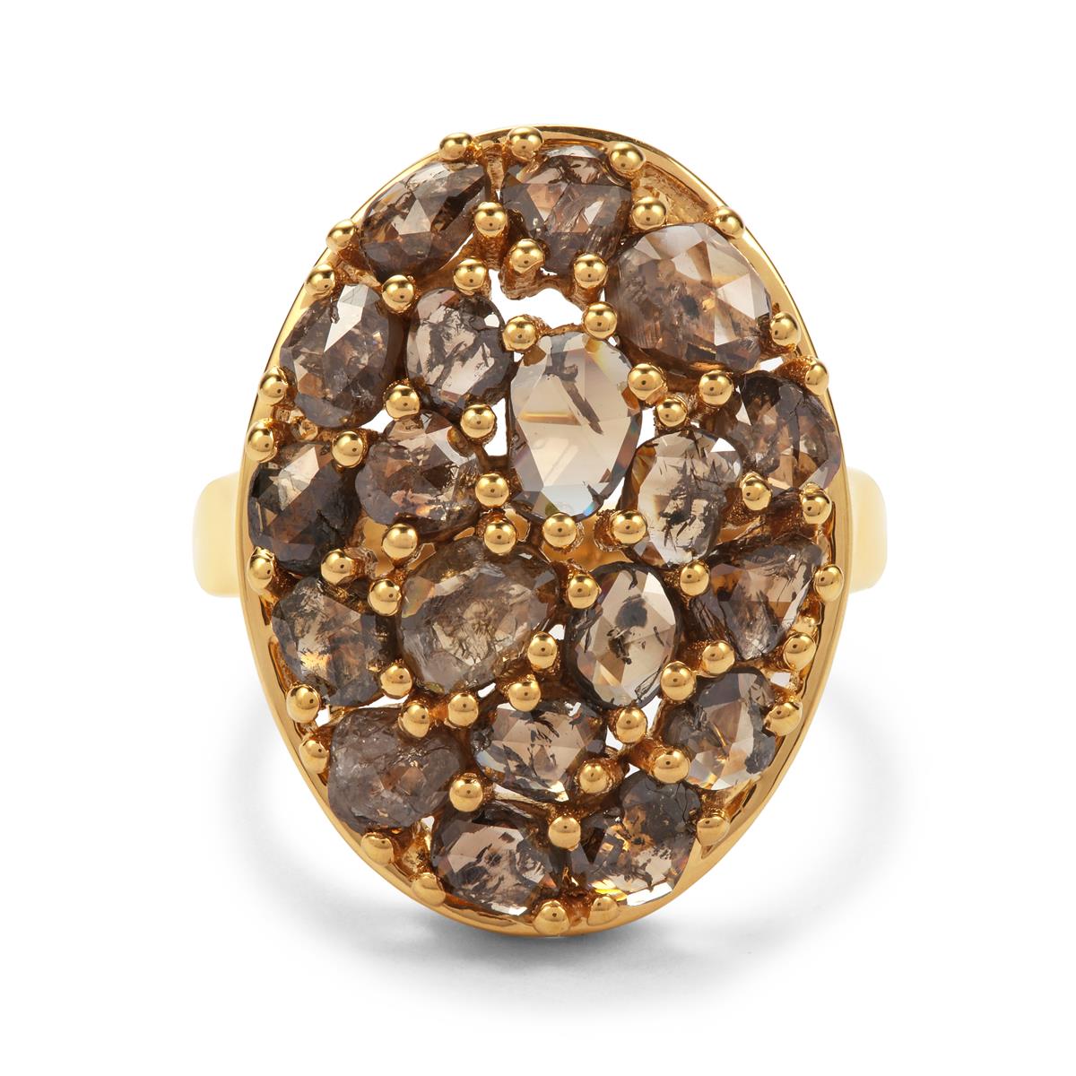 Champagne Diamond Ring in Gold Plated Sterling Silver 3.95cts | Gemporia