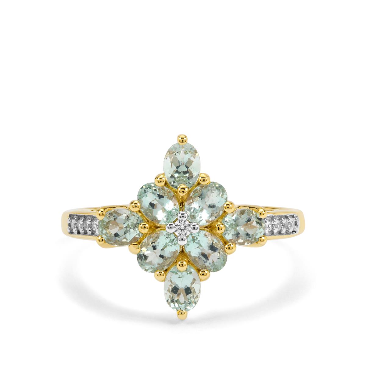 Aquaiba™ Beryl Ring with White Zircon in 9K Gold 1.20cts | Gemporia