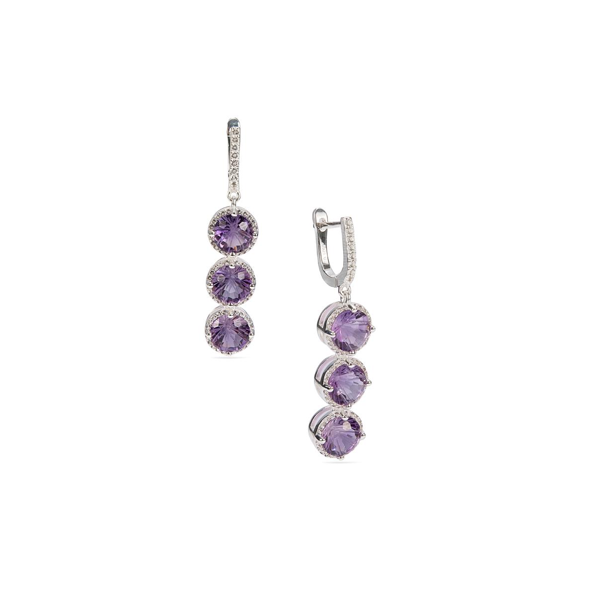 Firework Cut Uruguayan Amethyst Earrings with White Topaz in Sterling ...