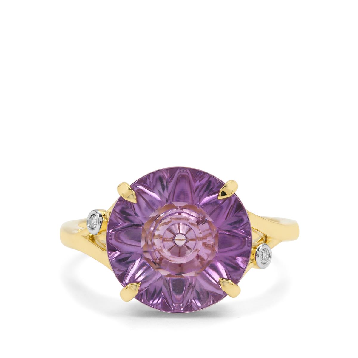 Lehrer Quasar Cut Ametista Amethyst Ring with Diamond in 9K Gold 4 ...