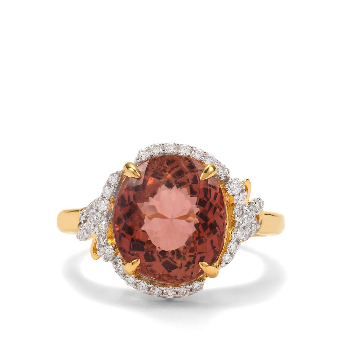 Congo Tourmaline Ring with Diamond in 18K Gold 5.72cts | Gemporia