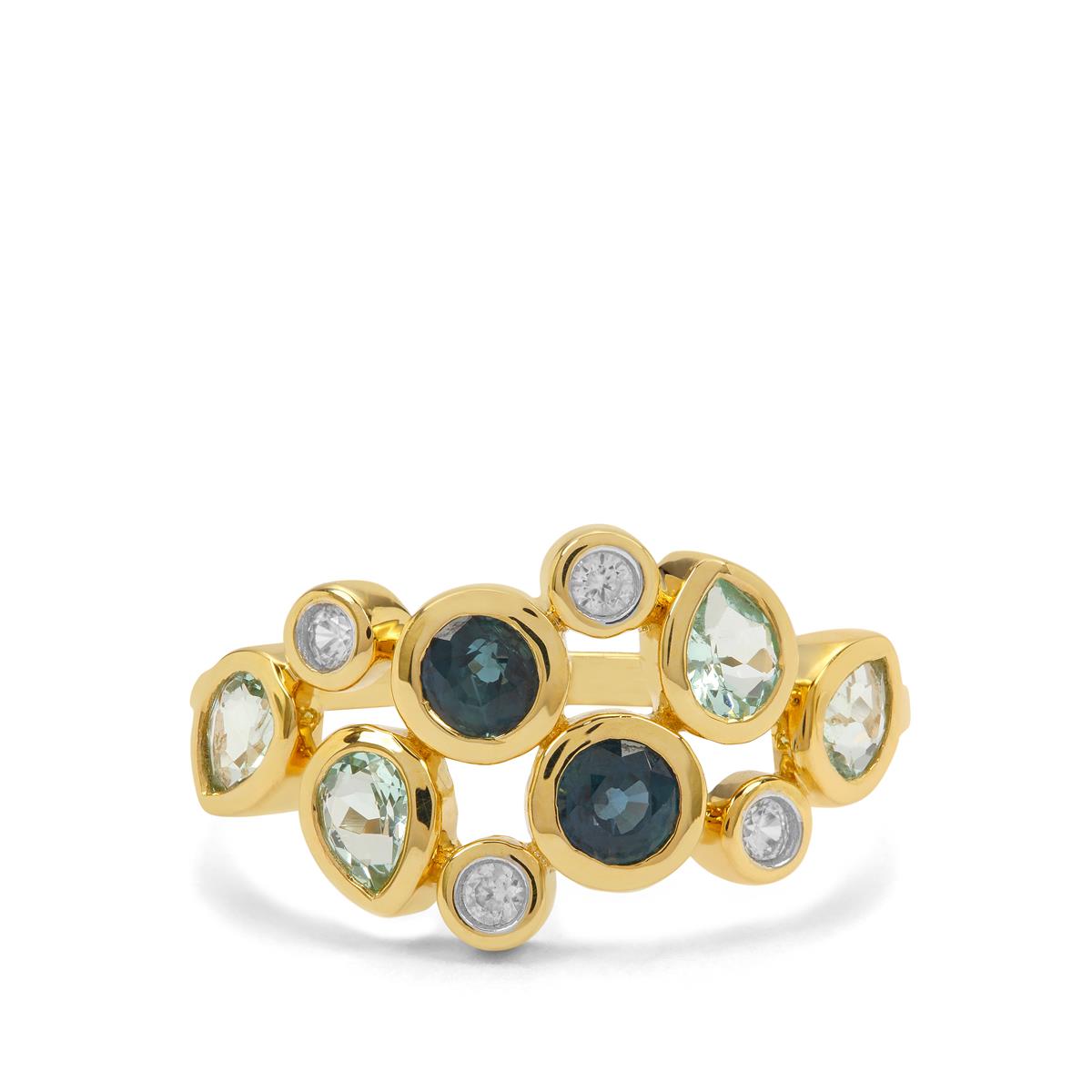 Colours of the Ocean Beryl Sapphire 9K Gold Ring 1cts Gemporia