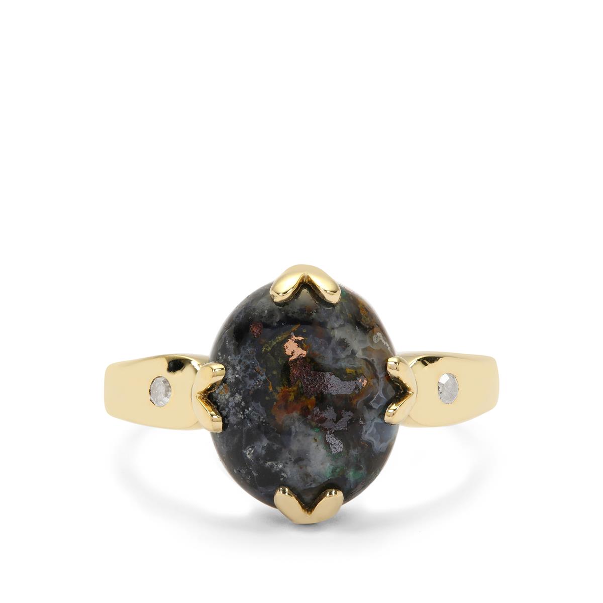 Aquadite Noir Ring with Diamonds in 9K Gold 4.55cts | Gemporia