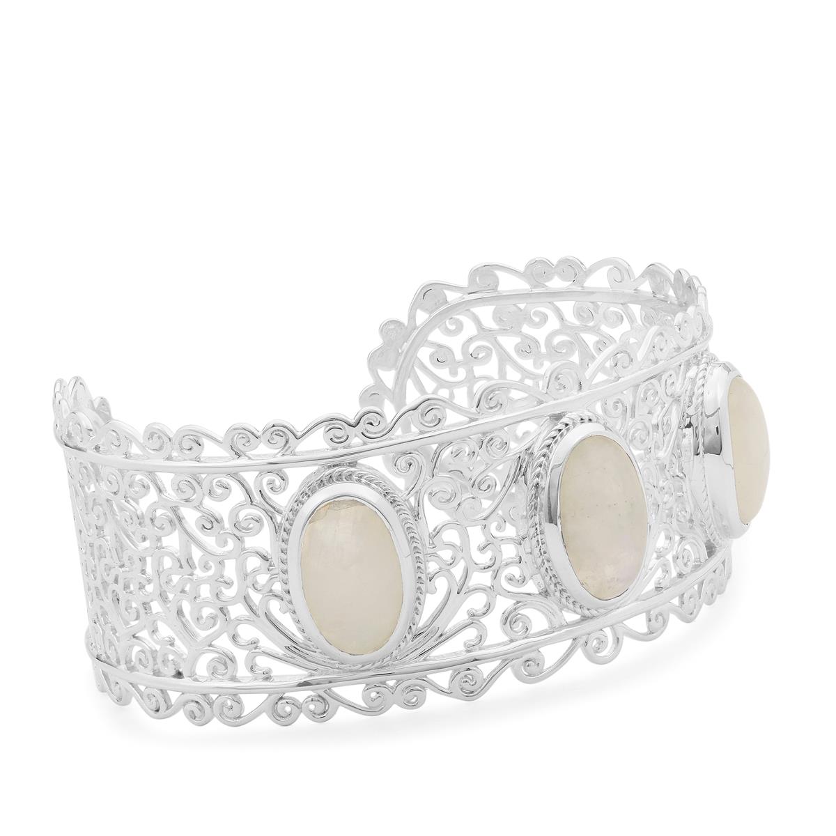 Rainbow Moonstone Bangle in Sterling Silver 21cts | Gemporia