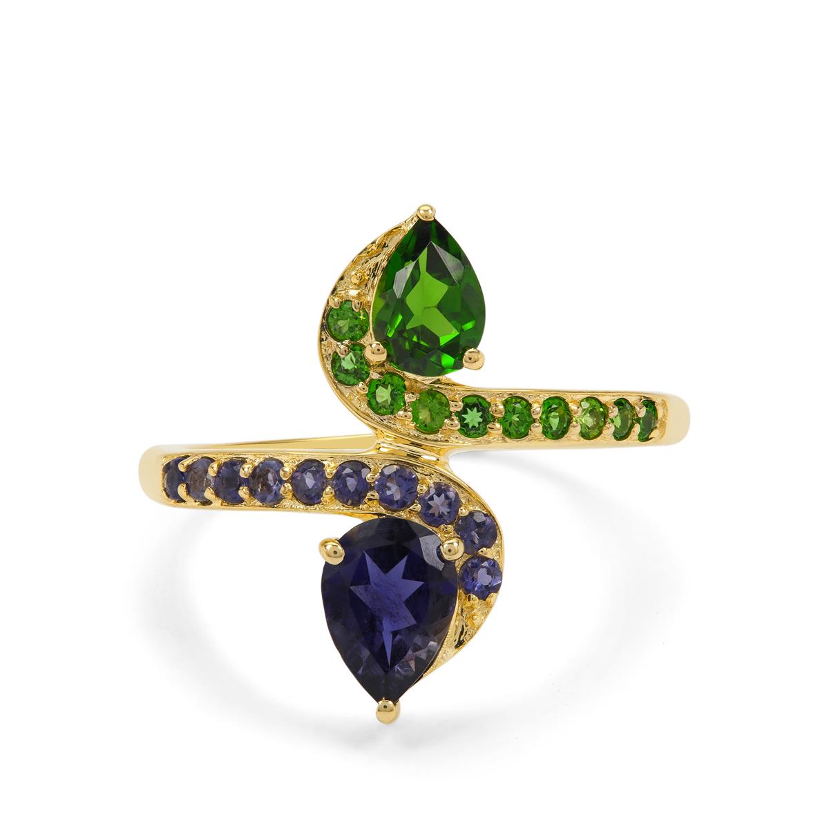 Bengal Iolite Ring with Chrome Diopside in 9K Gold 1.35cts | Gemporia