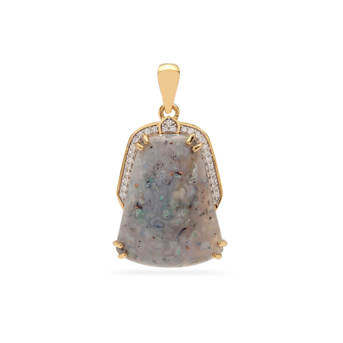 Multi-Colour Aquadite Pendant with Diamonds in 18K Gold 37.17cts | Gemporia
