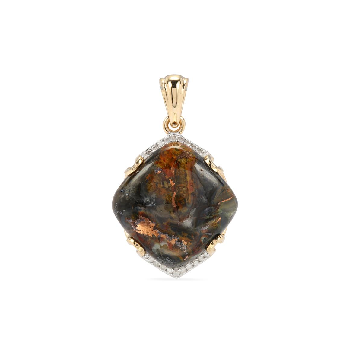 Aquadite Noir Pendant with Diamond in 9K Gold 24.80cts | Gemporia