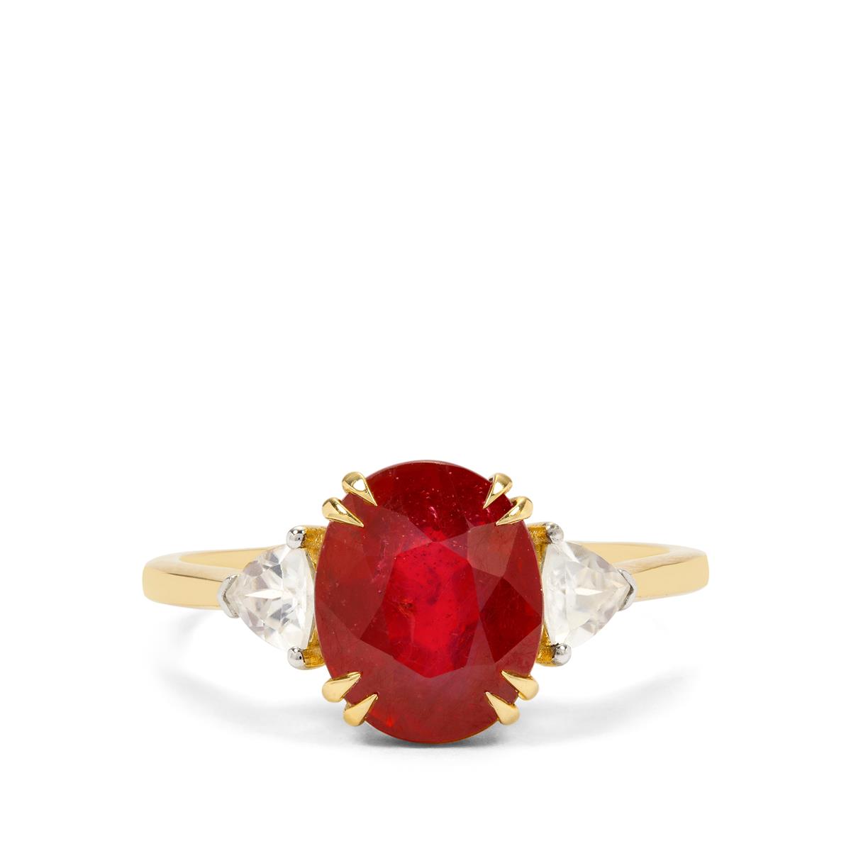 Bemainty Ruby Ring with White Zircon in 9K Gold 4.70cts | Gemporia